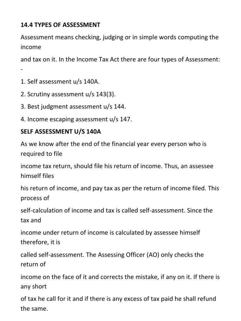 Types of Assessments | PDF | Reserve Bank Of India | Financial Transaction