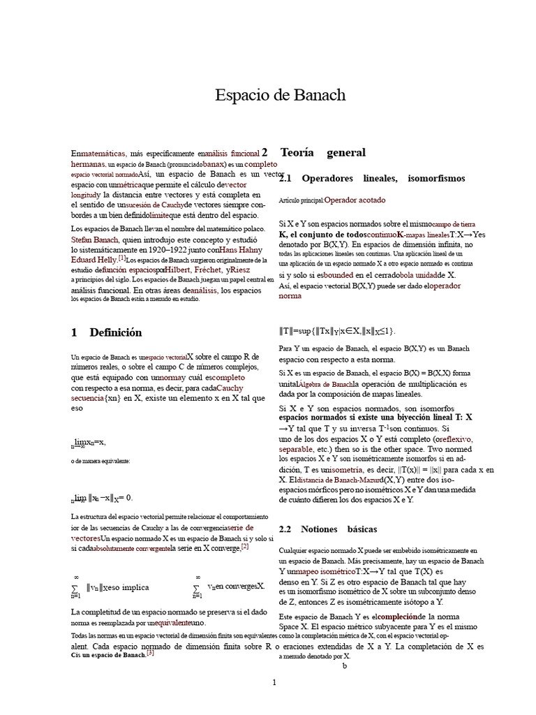 Espacios de Banach en Análisis Funcional | PDF | Espacio de Banach ...