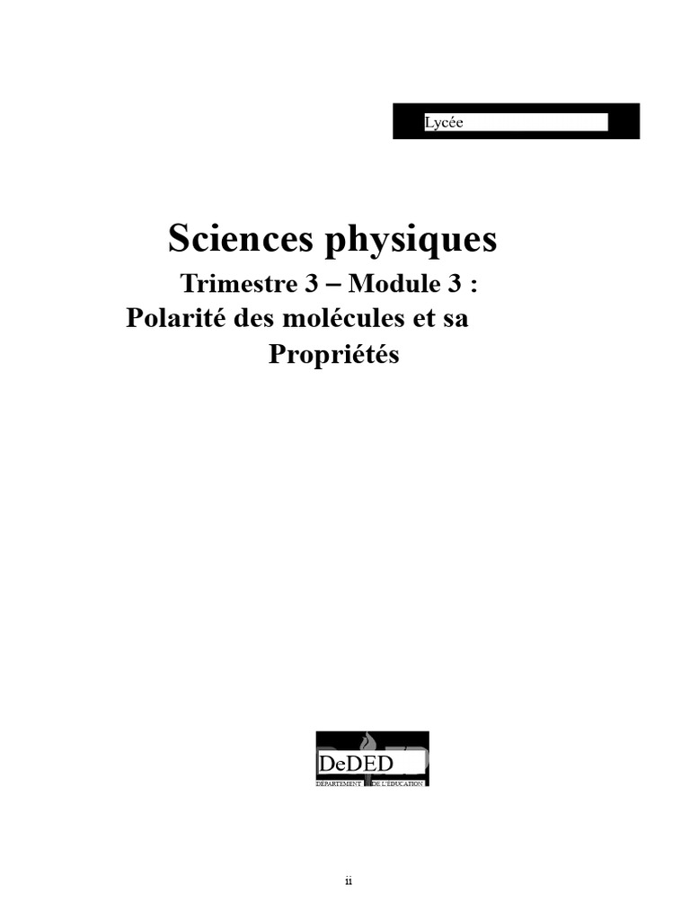 Polarité des molécules et propriétés | PDF | Polarité (chimie ...