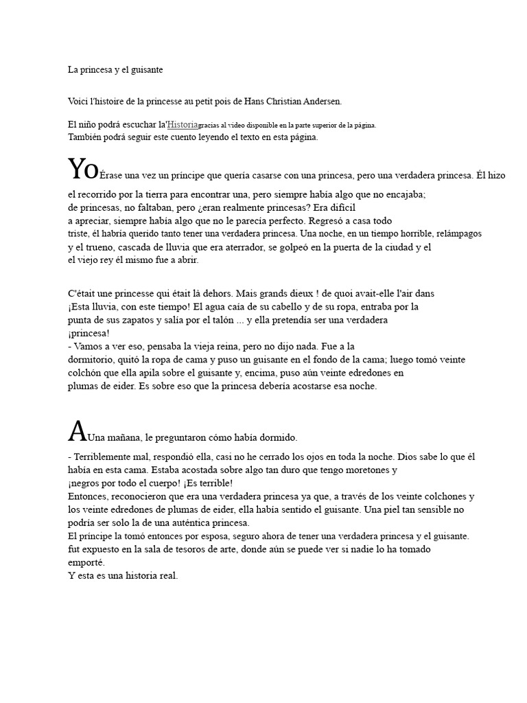 La verdadera princesa y el guisante | PDF