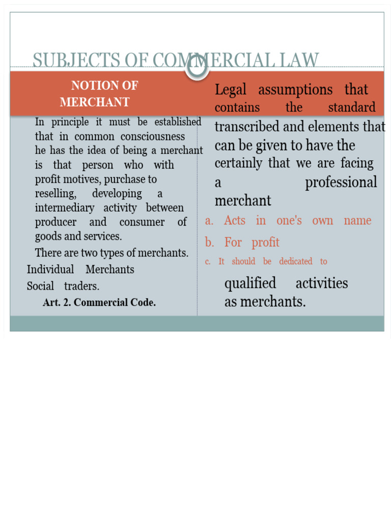 Subjects of Commercial Law | PDF | Economies | Justice