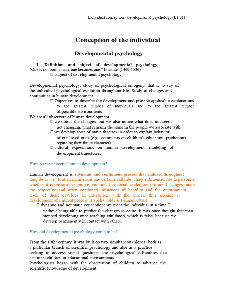 1 - Developmental Psychology | PDF | Psychology | Developmental Psychology