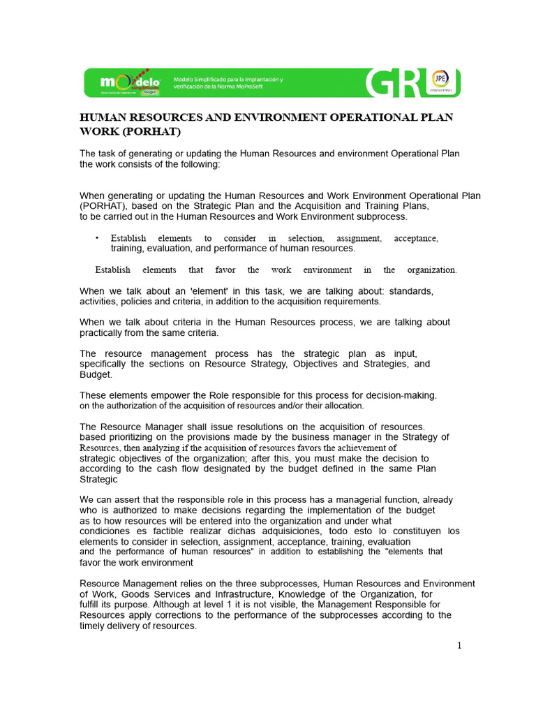 Example of Operational and Human Resources Plan | PDF | Recruitment ...