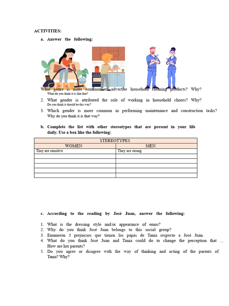 Activity Is Stereotypes and Prejudices | PDF