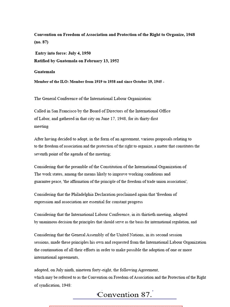 1948 Freedom of Association Convention | PDF | International Labour ...