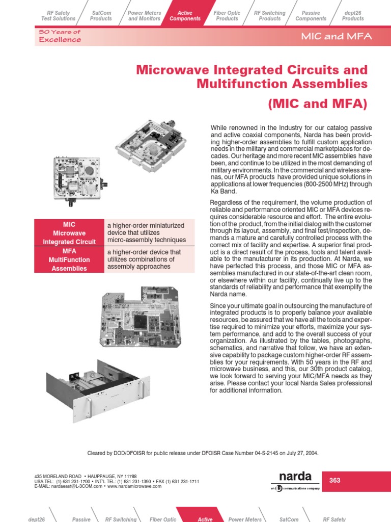 Microwave Integrated Circuits and Multifunction Assemblies (MIC and MFA) | PDF | Microphone ...