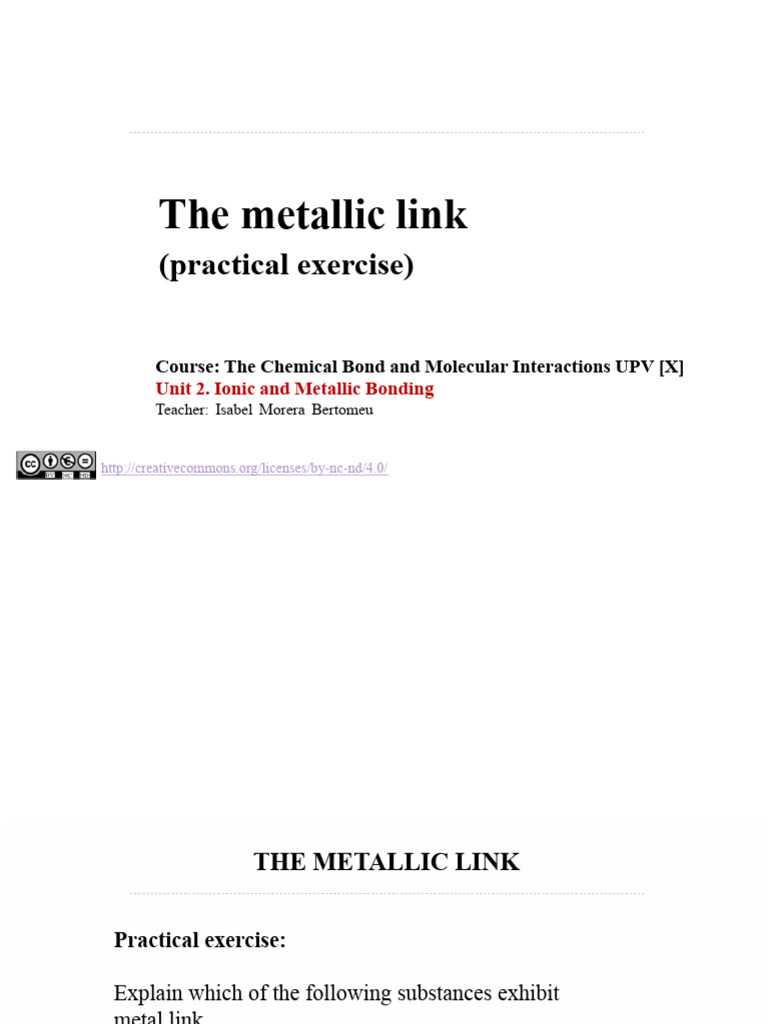 2-4 Metallic Bond Exercise | PDF