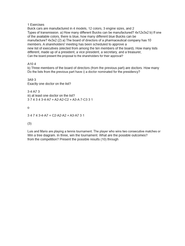 1 Discrete Math Exercises.... 2 | PDF | Combinatorics | Discrete ...