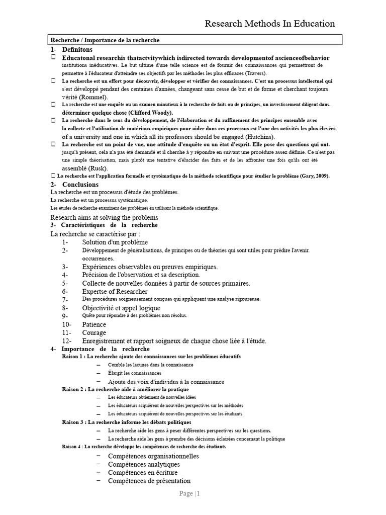 Méthodes de Recherche en Éducation | PDF | Méthode scientifique ...