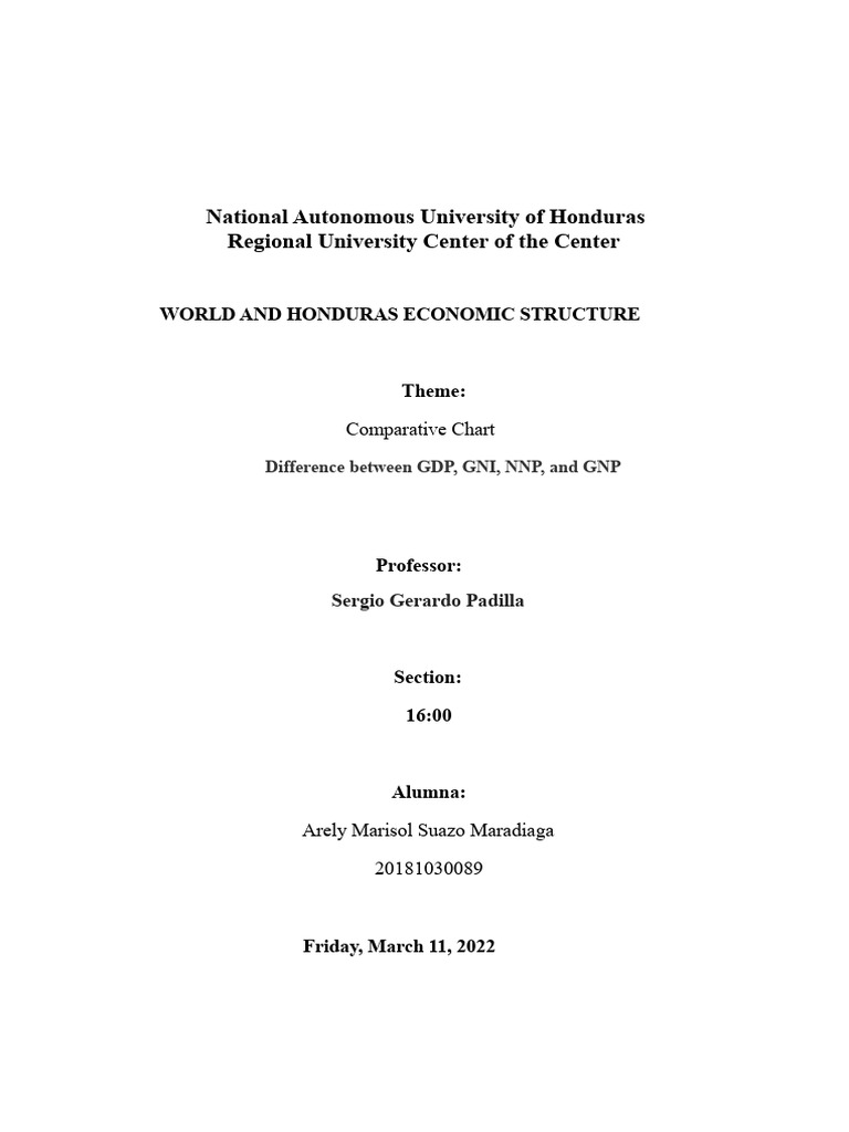 Comparative Table Difference Between GDP GNI NNI GNP | PDF | Gross ...