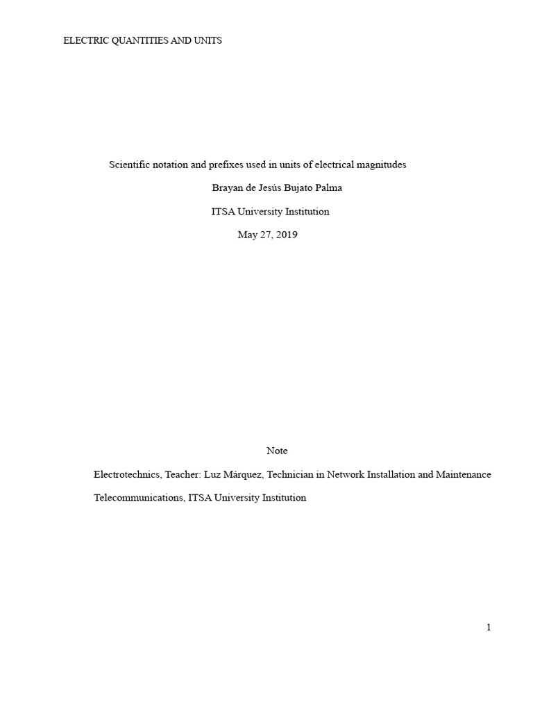 Scientific Notation and Prefixes Used in Units of Electrical Magnitudes ...
