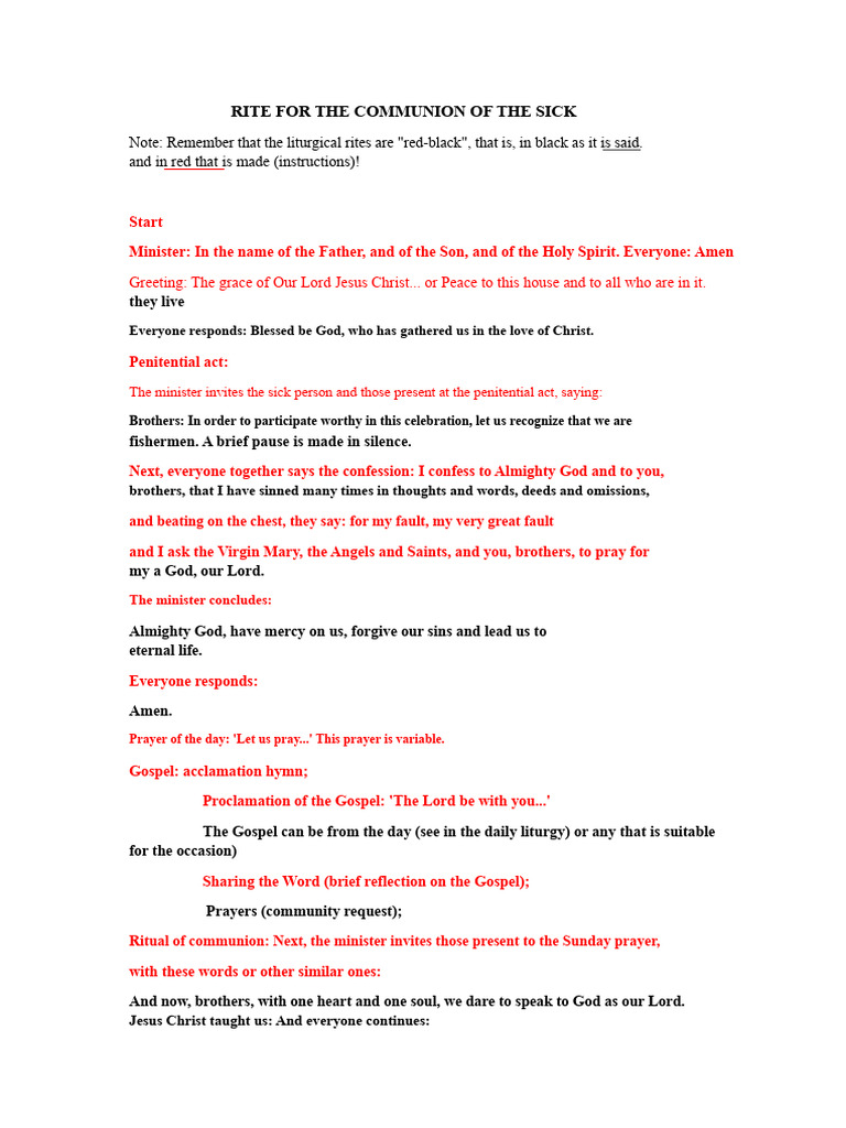 Communion of the Sick Rites Guide | PDF