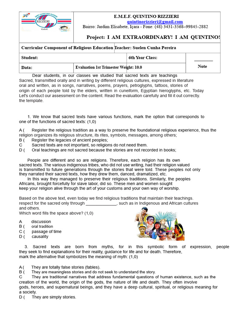 Evaluation of Sacred Texts 6 Years | PDF | Narrative | Revelation