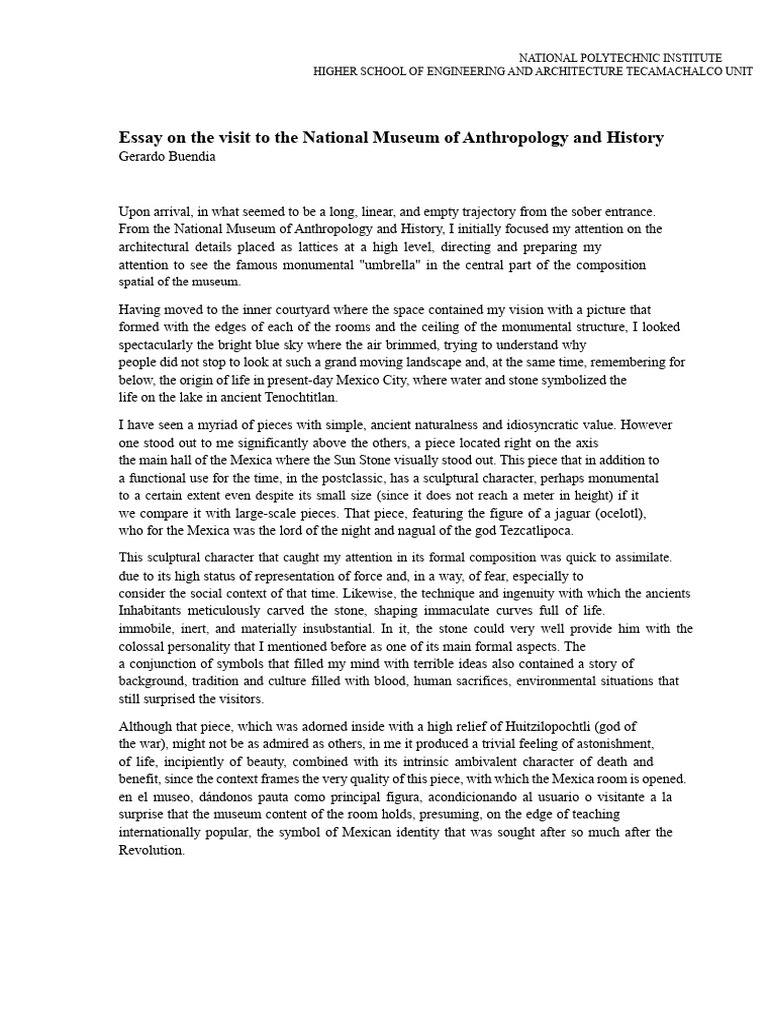 Essay On The Visit To The National Museum | PDF