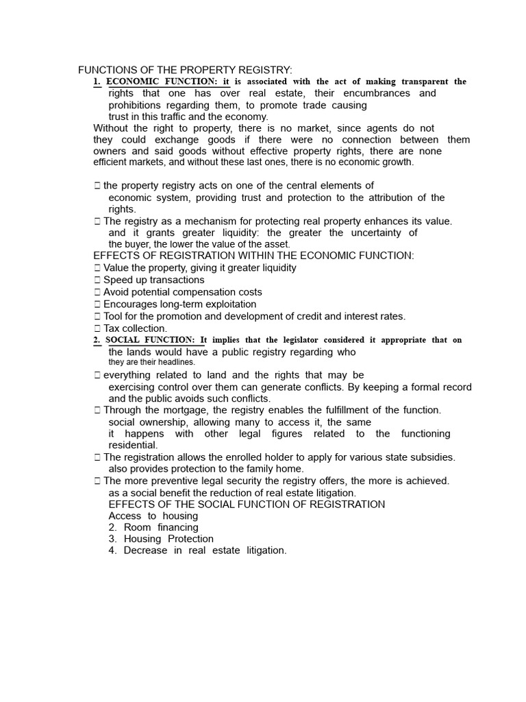 Functions of the Real Estate Registry | PDF | Property | Market (Economics)