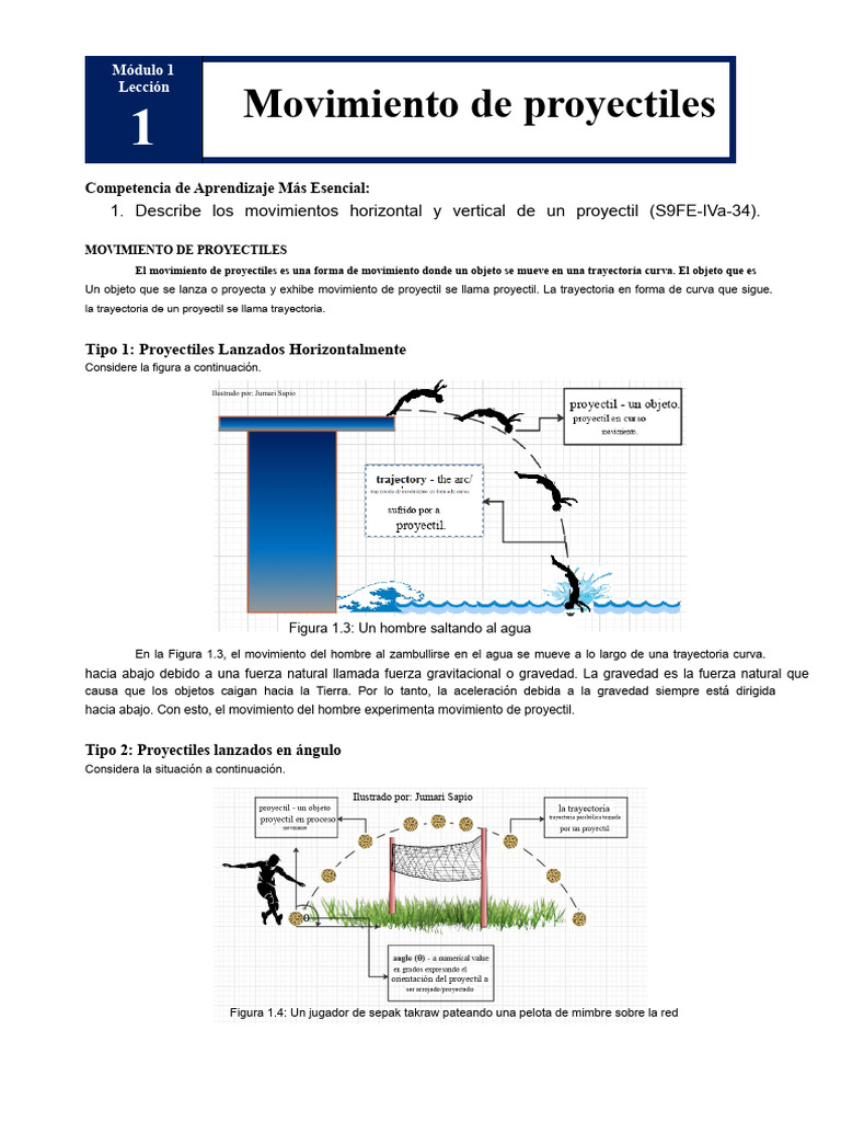 Módulo 1 Movimiento de proyectiles | PDF | Fuerza | Proyectiles