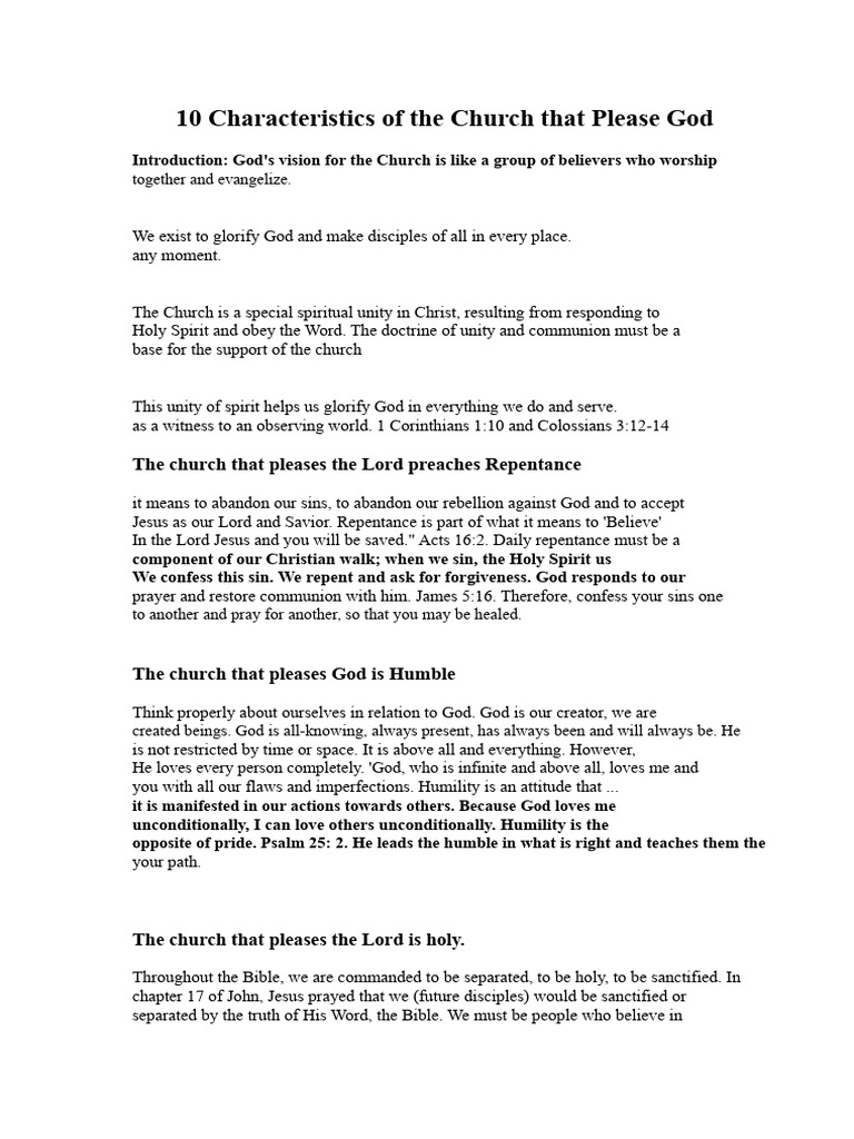 10 Traits of a God-Pleasing Church | PDF | Jesus | Christian Church