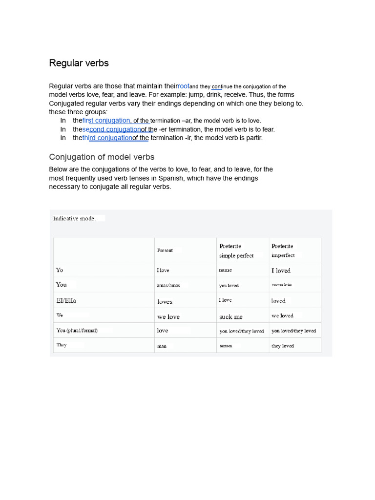 Regular Verbs in Spanish | PDF
