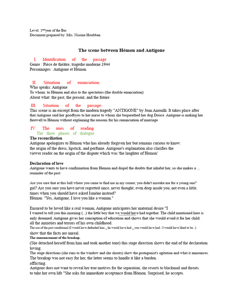 The scene between Hemon and Antigone | PDF