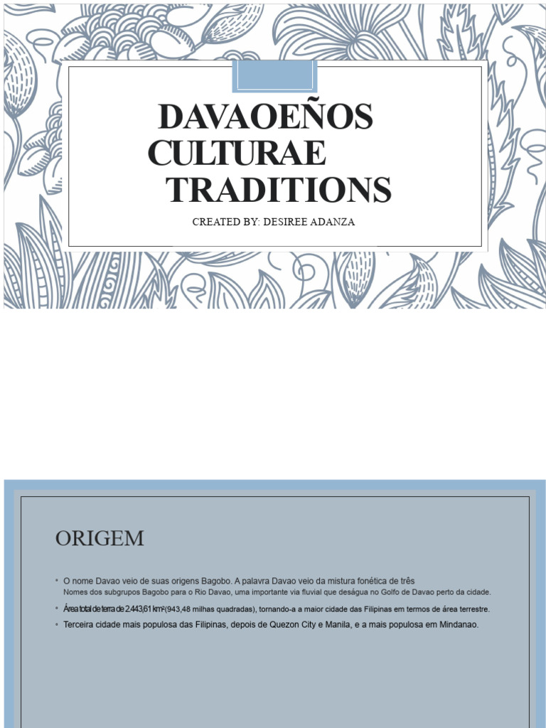 AULA-1-Cultura-e-Tradições-dos-Davaoeños | PDF | Filipinas | China