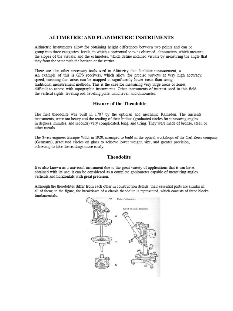 ALTIMETRIC AND PLANIMETRIC INSTRUMENTS | PDF | Surveying | Global ...
