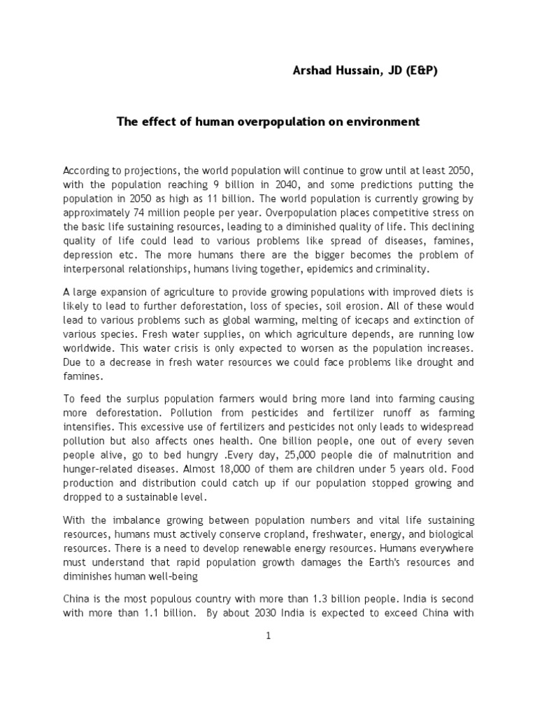Overpopulation's Environmental Impact | PDF | Human Overpopulation ...