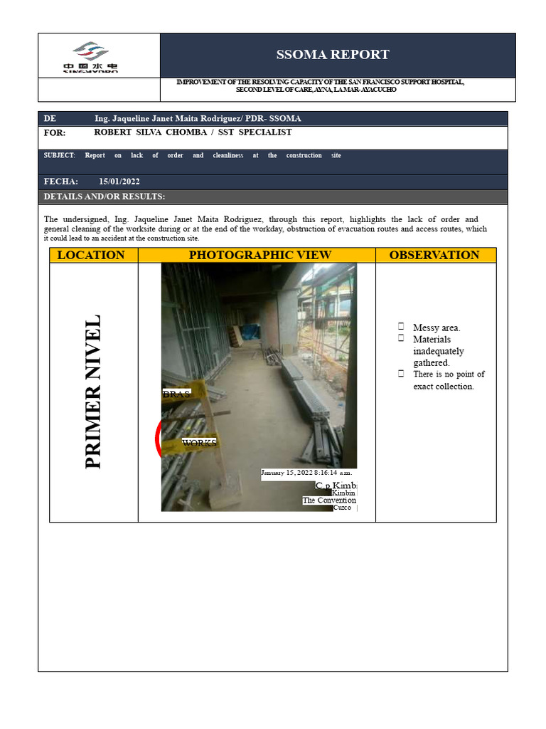 general work report - ORDER AND CLEANLINESS - JANUARY V3 | PDF