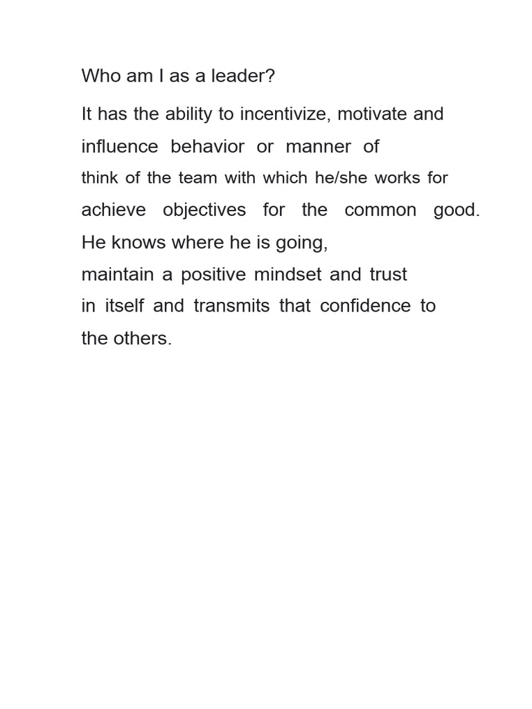 10 Who am I as a leader.docx | PDF