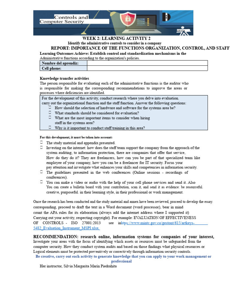 WEEK 2 Identify The Administrative Controls - 485f3d7bf432e54 | PDF ...