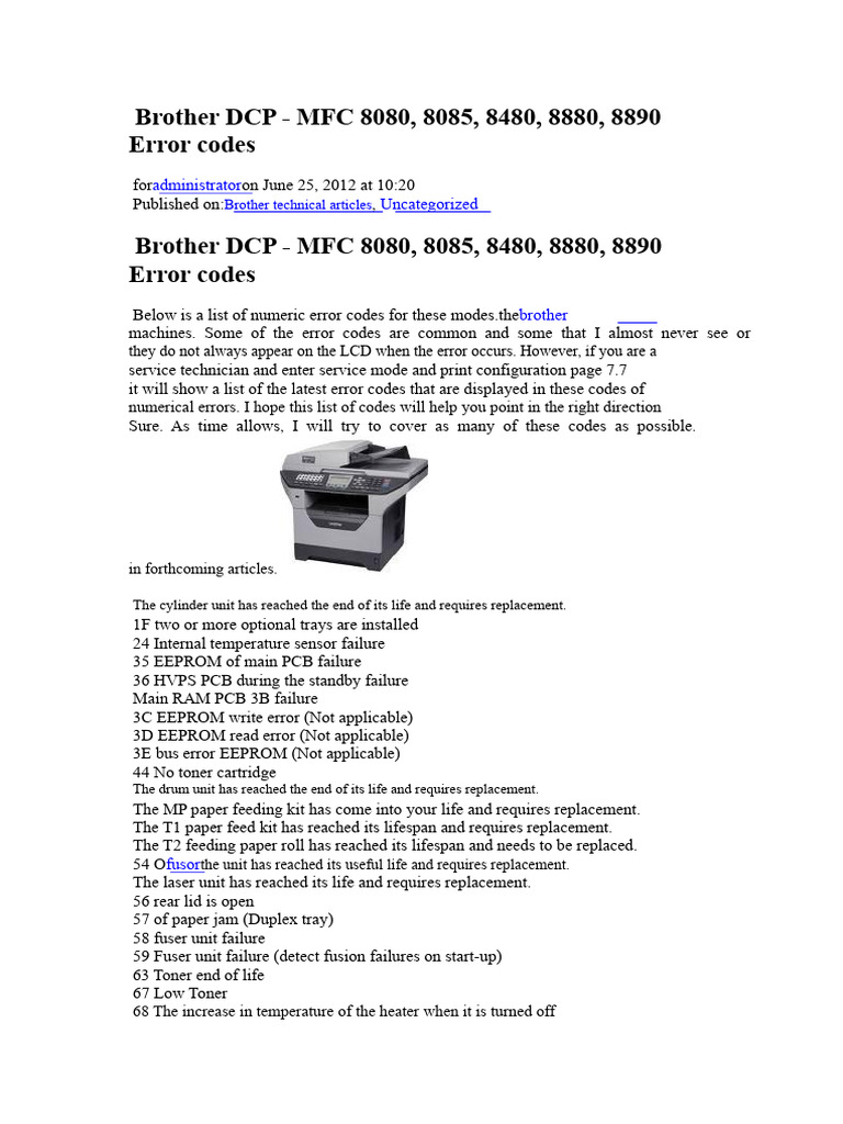 Brother DCP-Error Codes | PDF | Computer Engineering