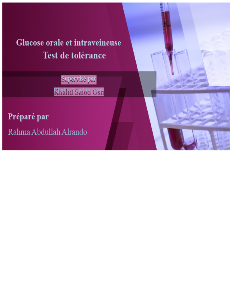 Test de tolérance au glucose : GTT oral et IV | PDF | Troubles du ...
