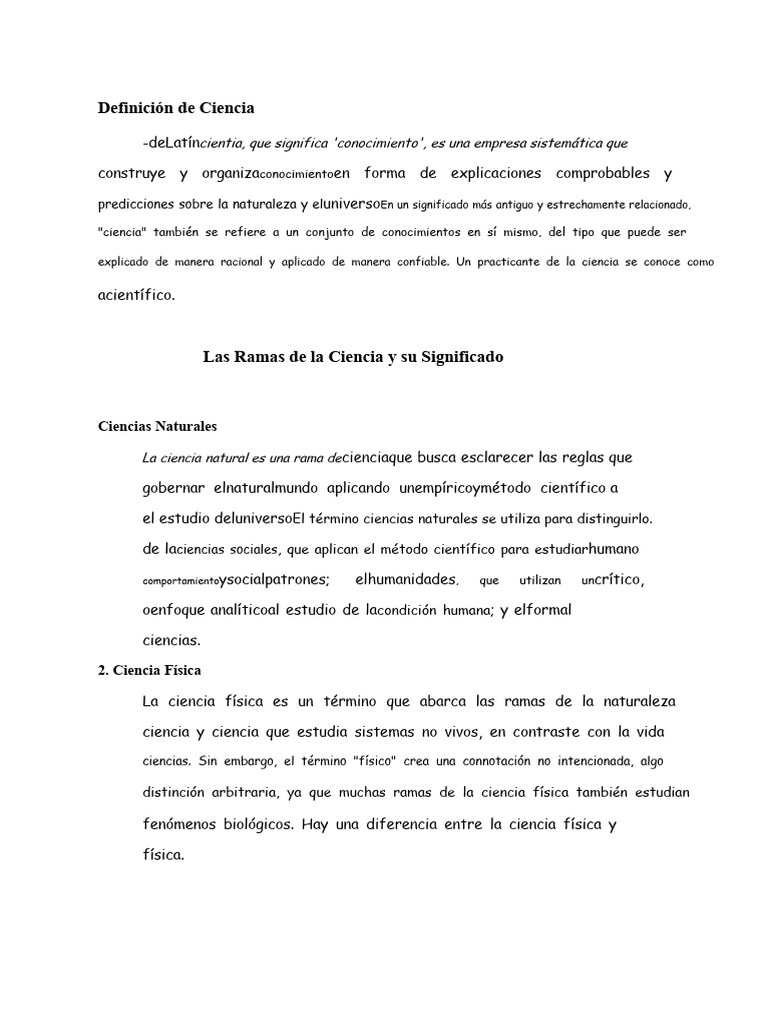 Definición y Ramas de la Ciencia | PDF | Ciencias de la Tierra | Science