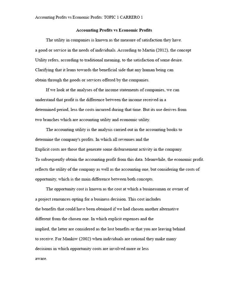 Accounting Profits vs Economic Profits (Discussion I).docx | PDF ...