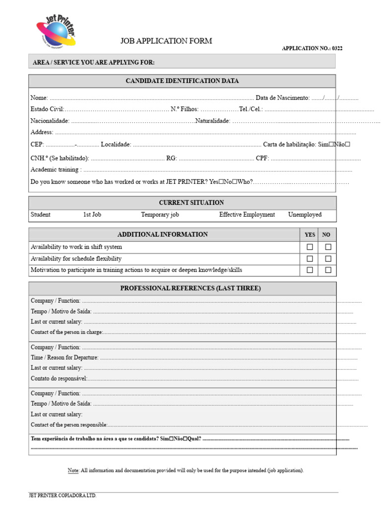 Job Application Form | PDF | Employment