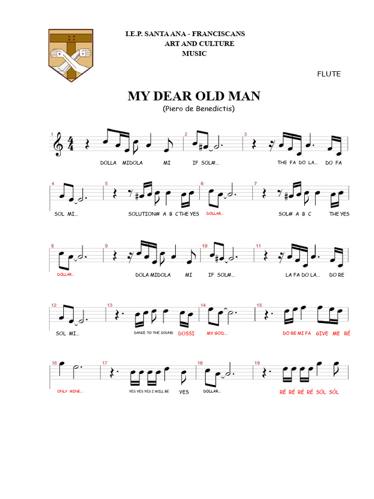 My Dear Old Man - Flute | PDF