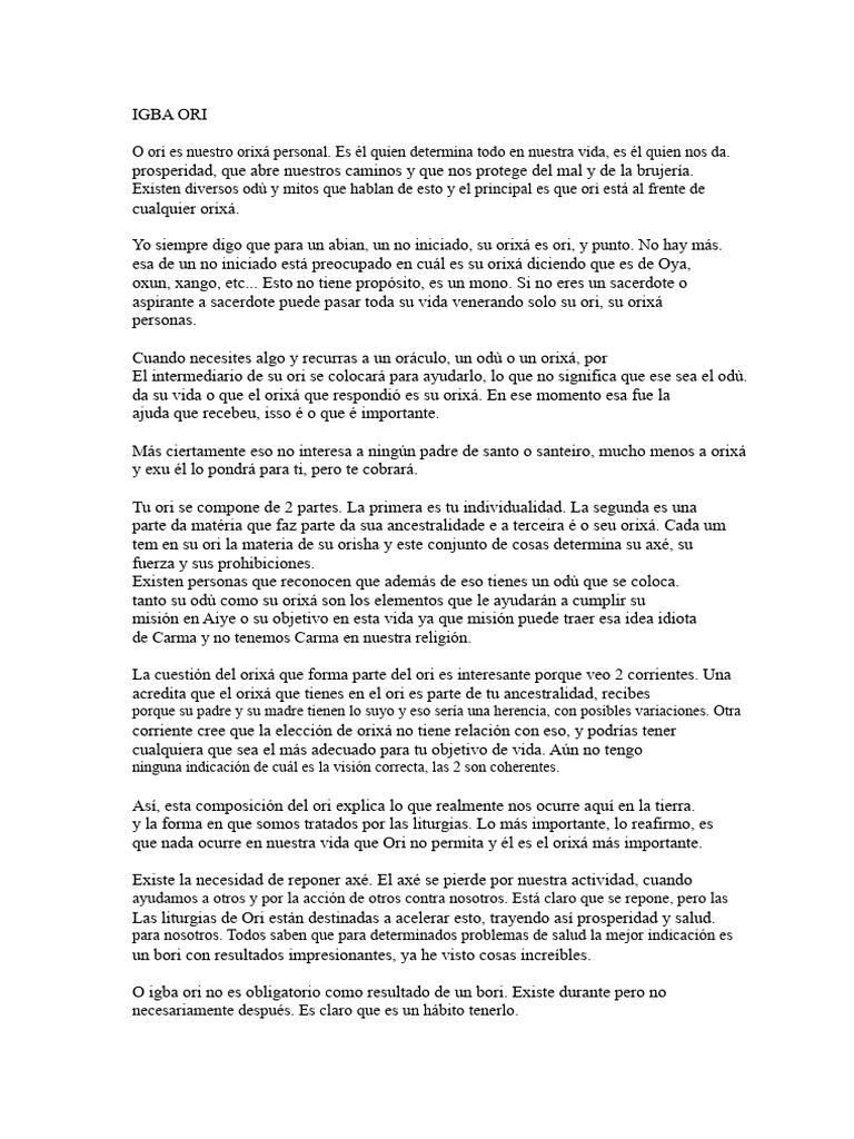 Igba Ori | PDF | Religiones religiosas | Espiritualidad