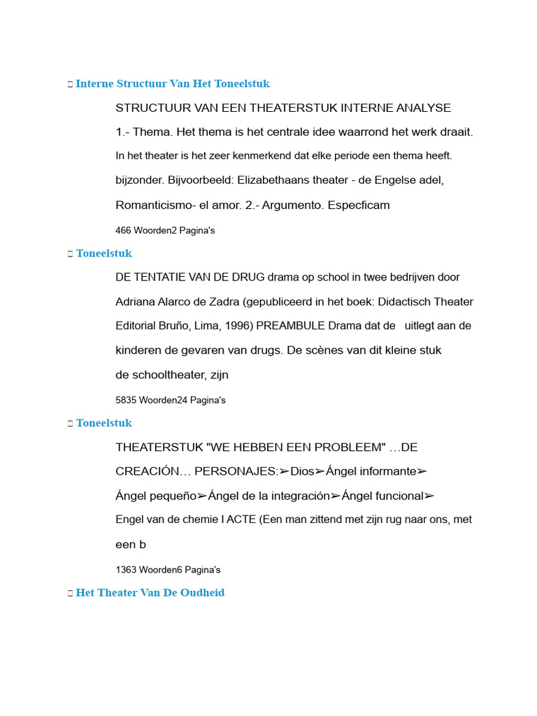 Interne Structuur van het Toneelstuk | PDF