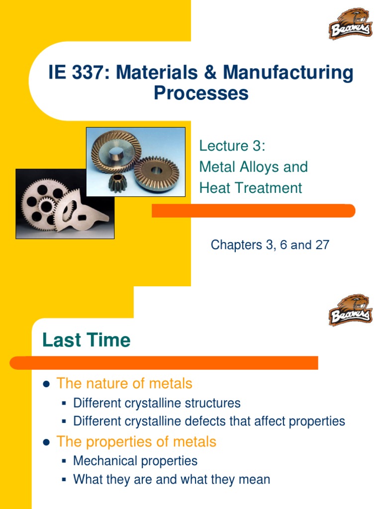IE 337 W10 Lecture 3 Alloys&Heat - Treat | PDF | Alloy | Steel