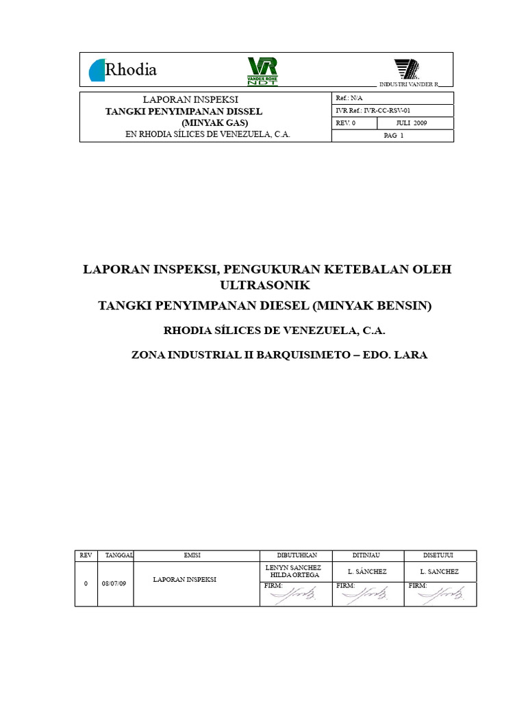 Inspeksi Tangki Penyimpanan Diesel 2009 | PDF