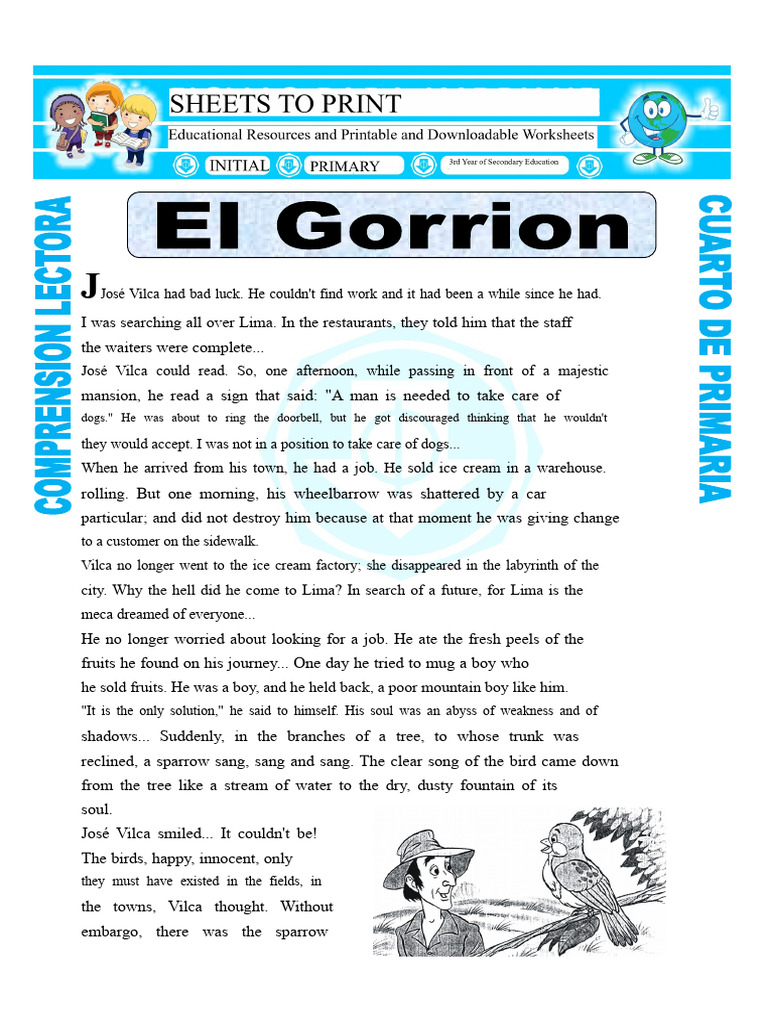 Sparrow Sheet For Fourth Grade | PDF