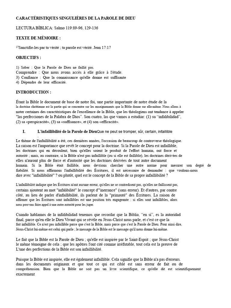 Caractéristiques Singulières de La Parole de Dieu | PDF | Inerrance ...