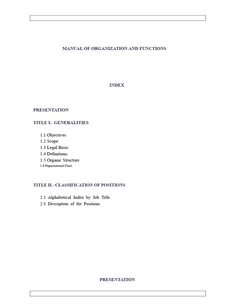 Organization and Functions Manual Guide | PDF | Board Of Directors ...