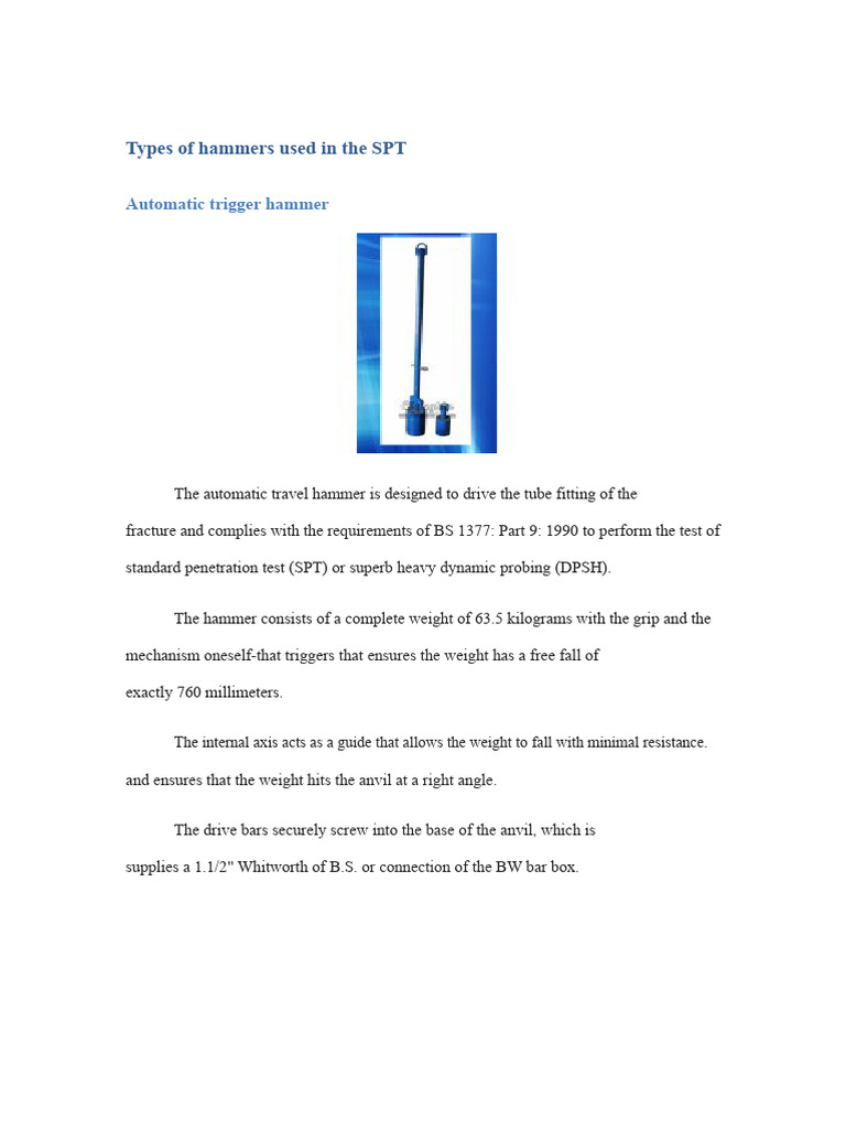 TYPES OF SPT HAMMERS | PDF