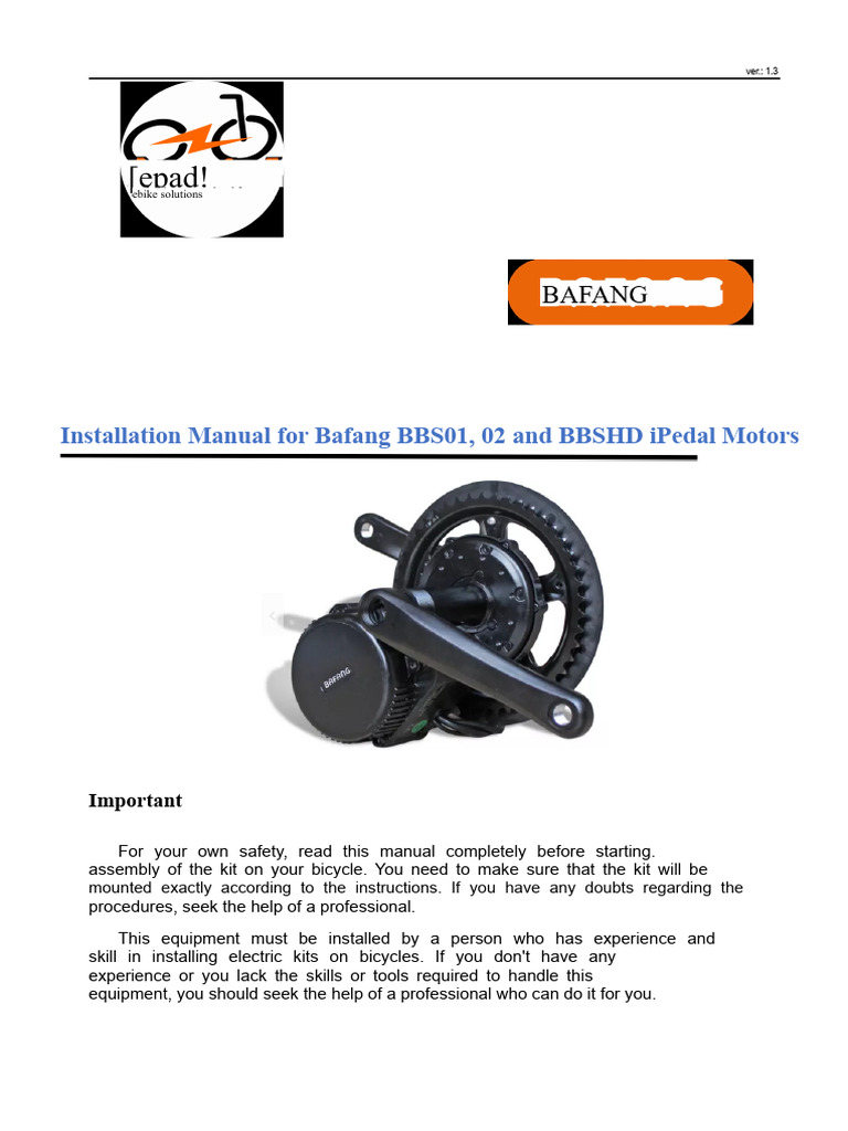 Bafang BBS01/02/BBSHD Installation Guide | PDF | Vehicles | Vehicle ...