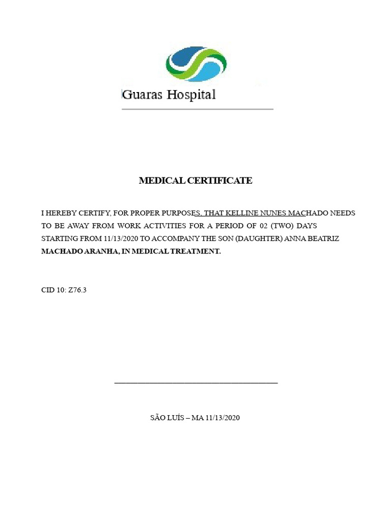 Medical Certificate for Leave of Absence | PDF