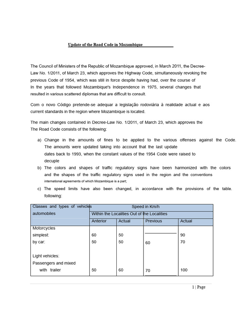 Mozambique Road Code Update 2011 | PDF | Driver's License | Driving ...