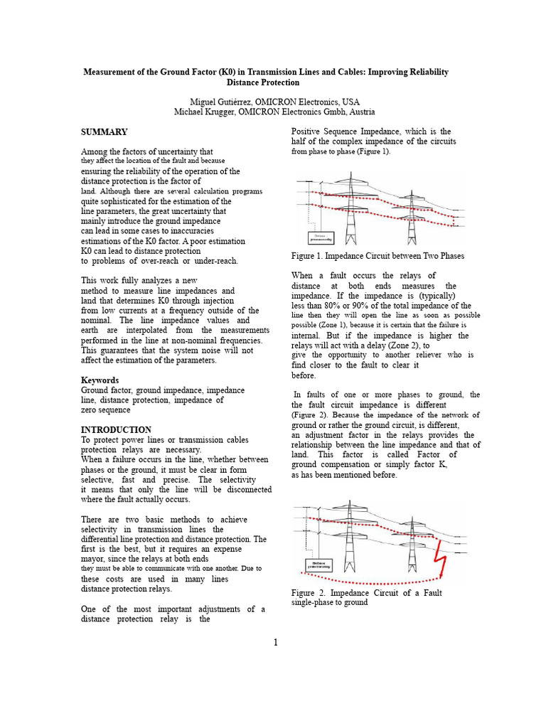 Measuring Ground Factor K0 in Power Lines | PDF | Electrical Impedance ...