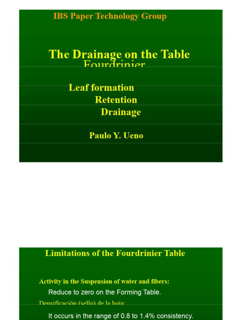 Drainage On The Fourdrinier Table | PDF | Mechanical Engineering