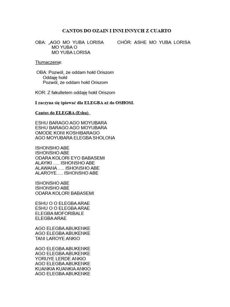 CANTOS DO OZAIN I INNI Z CZWARTEGO.doc | PDF | Raíz | Vino