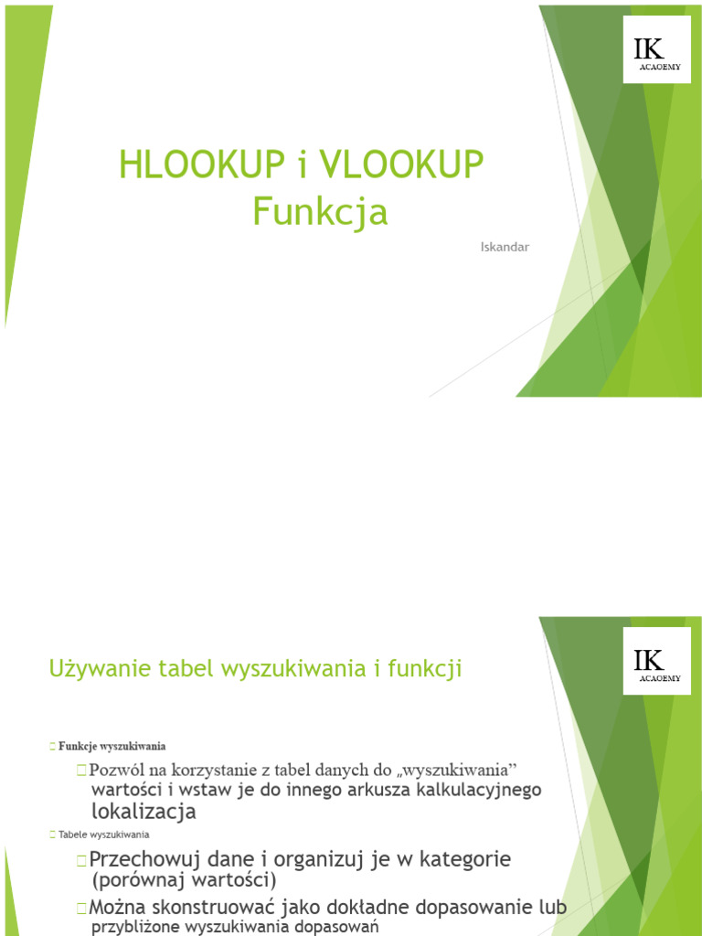 HLOOKUP I VLOOKUP | PDF